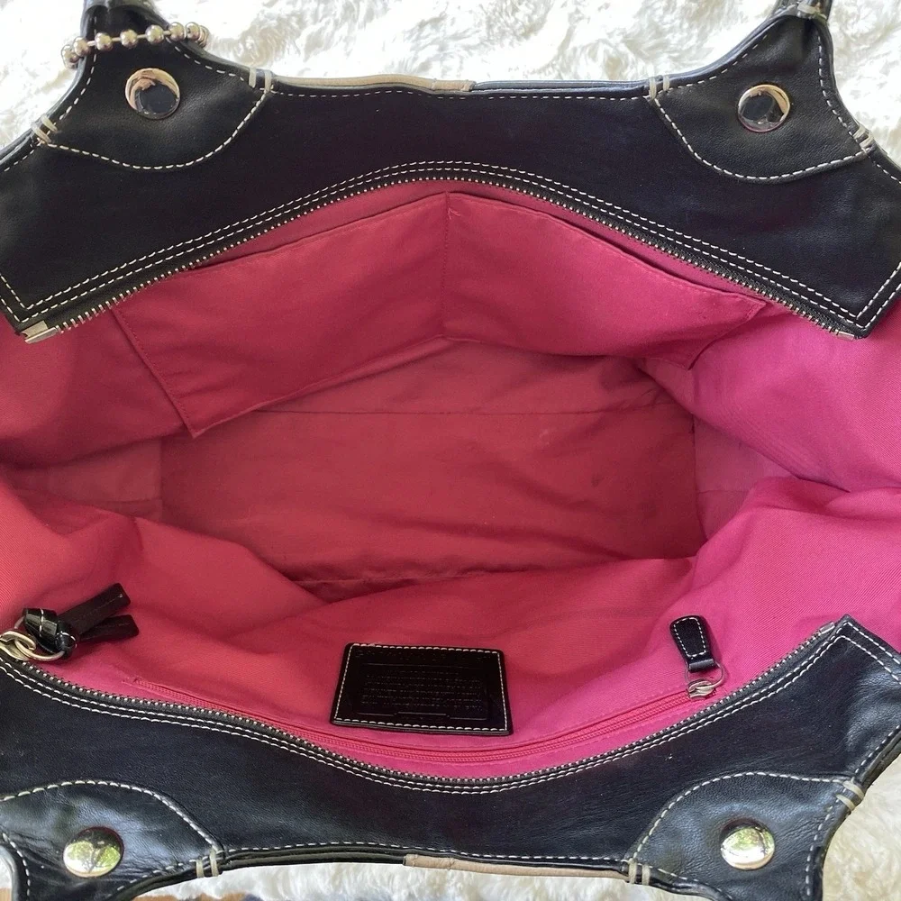 Coach | Bags | Coach Bleecker Black Leather Suede Patchwork Tote F445 ...